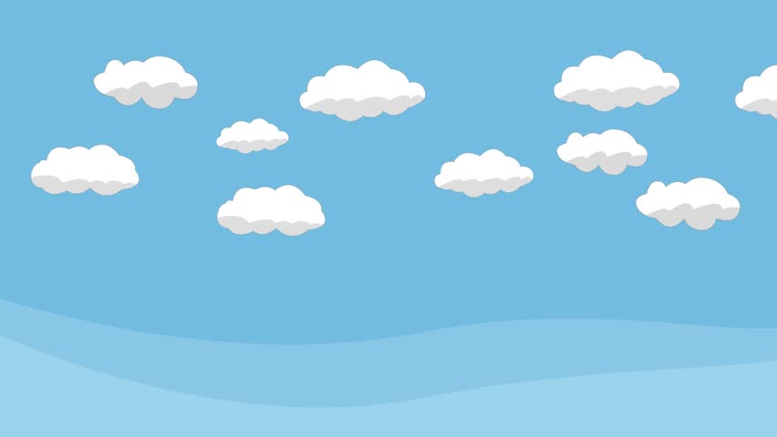 Animated Cartoon Blue Sky With White Clouds Stock Footage Video ...