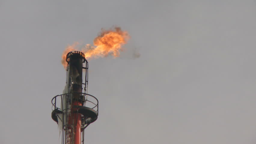 Oil Refinery Flare Stack Burning Off Excess Gasses. Stock Footage Video ...