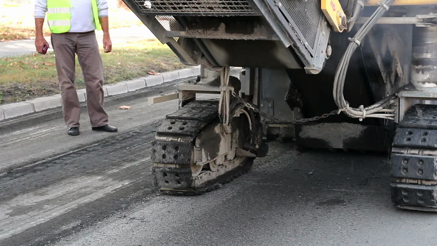 Road Scraper Machine. A Machine Is Scraping The Asphalt . Stock Footage ...