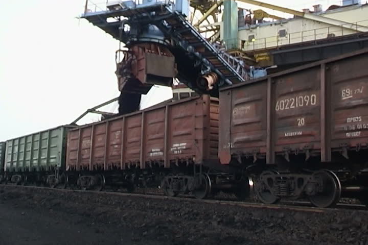 Loading Of Coal In Coaches Of The Train. Stock Footage Video 399661 ...