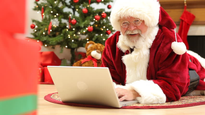 Santa Claus Typing On Laptop Computer Stock Footage Video 4618775 ...