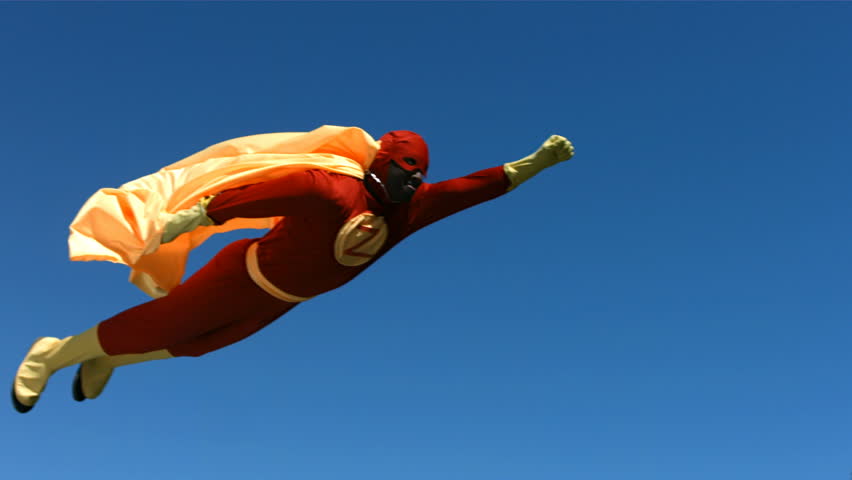 Superhero Flying Across Sky, Slow Motion Stock Footage Video 4656794 ...