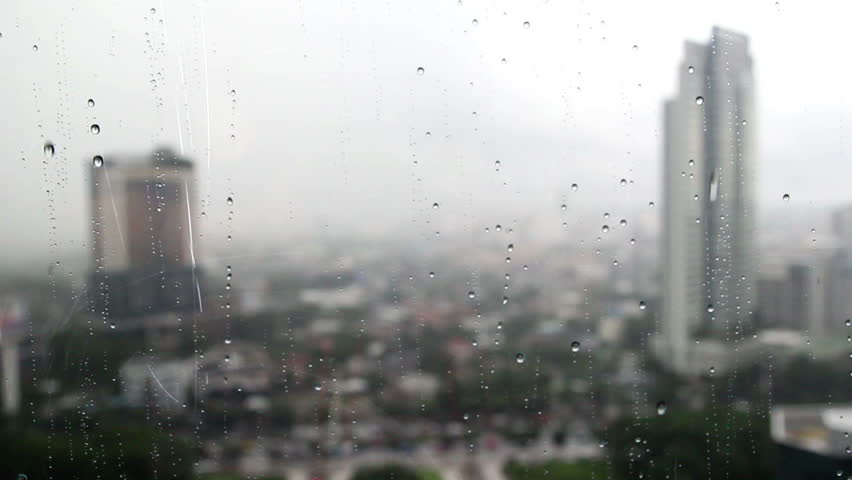 Raining Outside Of High Building View In Bangkok Stock Footage Video ...