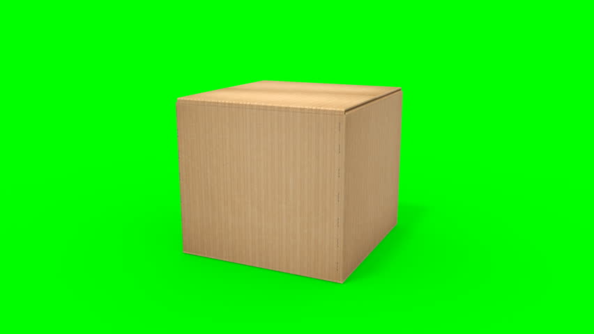 Big Cardboard Box Opening - HD Video 1920x1080 From 3d Animation. Green ...