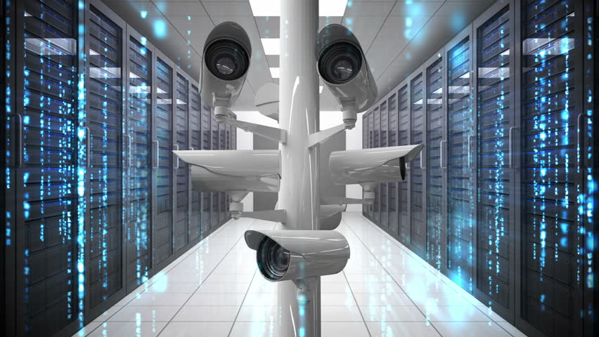Digital Animation Of CCTV Cameras In Data Center Stock Footage Video ...